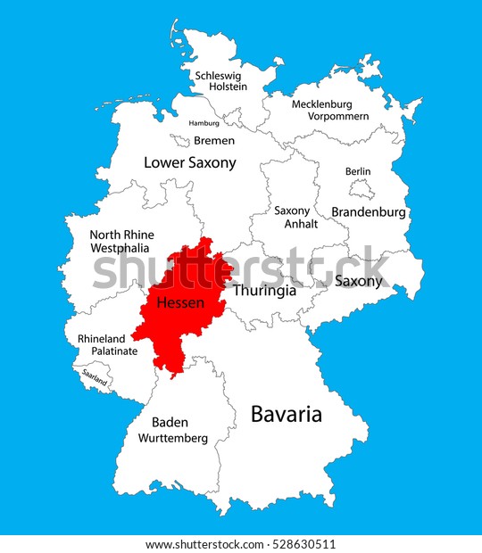 Hesse Hessen State Map Germany Vector 스톡 벡터(로열티 프리) 528630511 ...