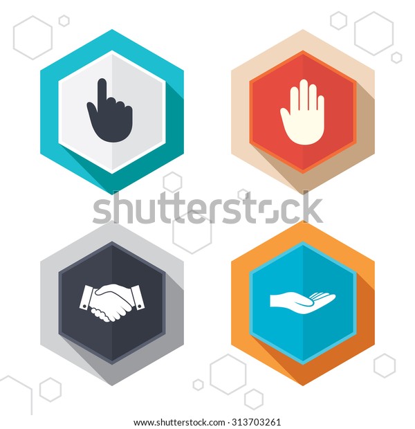 Hexagon Buttons Hand Icons Handshake Successful Stock Vector (Royalty ...