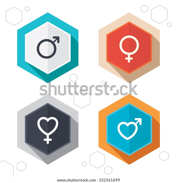 Hexagon Buttons Male Female Sex Icons Stock Vector Royalty Free