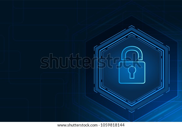 Hexagon Cyber Security Technology Concept Shield Stock Vector (Royalty ...