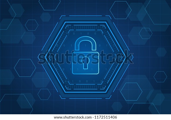 Hexagon Cyber Security Technology Concept Shield Stock Vector (Royalty ...