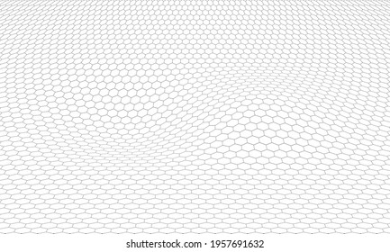 Hexagon Distorted Perspective Grid Abstract Hexagonal Stock Vector ...