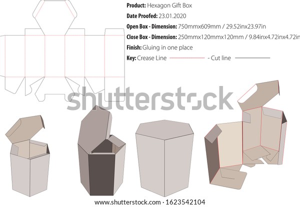Hexagon Gift Box Template Die Cut Stock Vector (Royalty Free ...