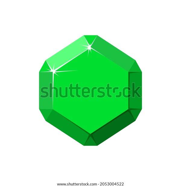 Hexagon Green Gemstone Emerald Top View Stock Vector (Royalty Free ...