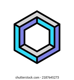 Hexagon Impossible Geometric Shape Color Icon Stock Vector (Royalty ...