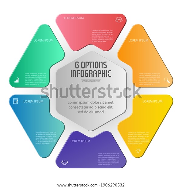 Hexagon Infographics Triangular Diagram Divided Into Stock Vector ...