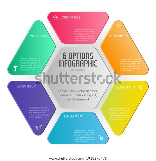 Hexagon Infographics Triangular Diagram Divided Into Stock Vector ...