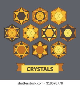 Hexagon Shapes Set Crystal Design Elements Stock Vector (Royalty Free ...