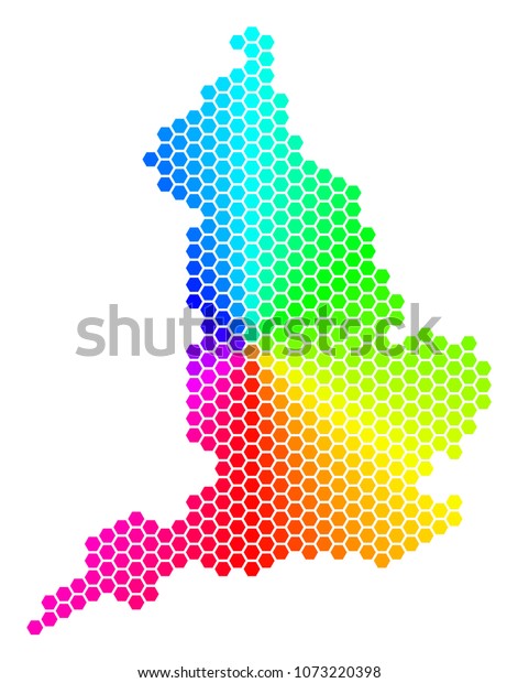 Hexagon Spectrum England Map Vector Geographic Stock Vector (Royalty ...