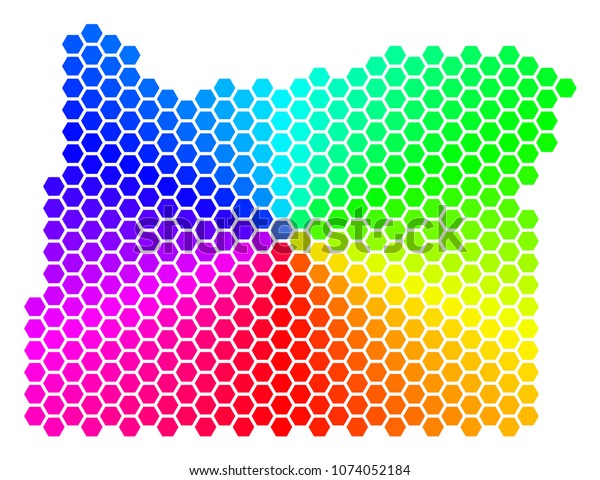 Hexagon Spectrum Oregon State Map Vector Stock Vector (Royalty Free ...