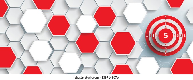 Hexagon Structure Red Target On Gray Stock Vector (Royalty Free ...