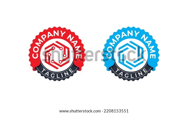 Hexagon Tech Stamp Badge Logo Concept Stock Vector (Royalty Free ...
