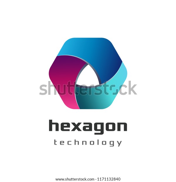 Hexagon Technology Logo Made Bright Gradients Stock Vector (Royalty ...