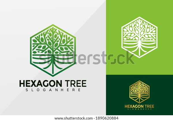 Hexagon Tree Leaf Business Logo Vector Stock Vector (Royalty Free ...