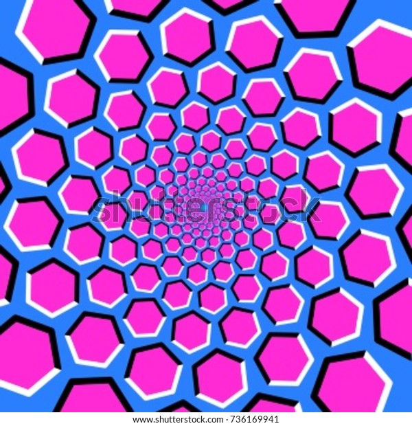 Hexagon Tunnel Optical Illusion Pink Blue Stock Vector (Royalty Free ...