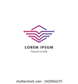 Hexagon Wing Tech Logo Design Vector: vector de stock (libre de ...