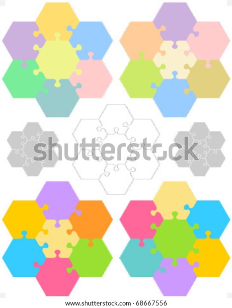 Hexagonal Jigsaw Puzzle Blank Templates Cutting: เวกเตอร์สต็อก (ปลอดค่า ...