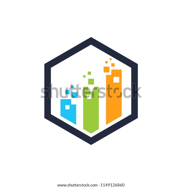Hexagonal Statistics Bar Illustration Logo Template Stock Vector ...