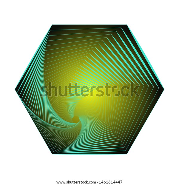 Hexagonal Vortex Symbol Blue Yellow Shades Stock Vector (Royalty Free ...