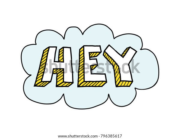 Hey Vector Cartoon Sketch Illustration Background Stock Vector (Royalty ...