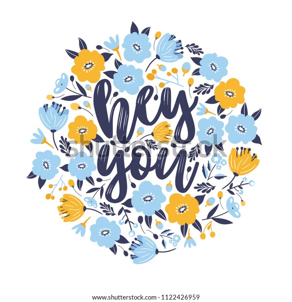 Hey You Vector Greeting Card Postcard Stock Vector (Royalty Free ...