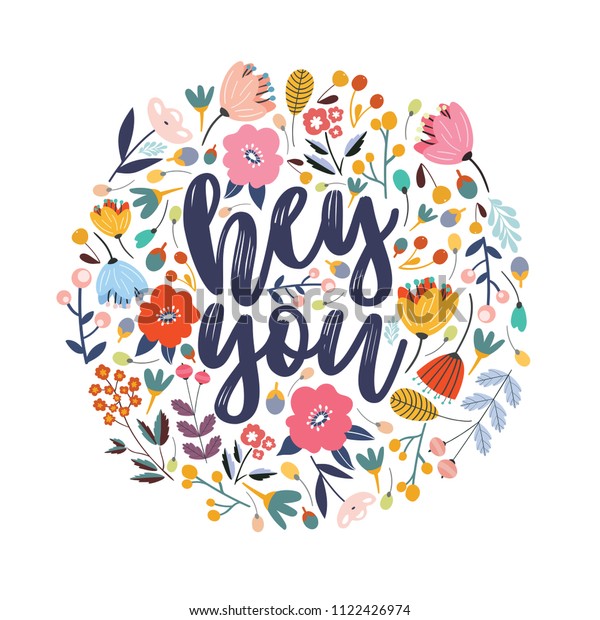 Hey You Vector Greeting Card Postcard Stock Vector (Royalty Free ...
