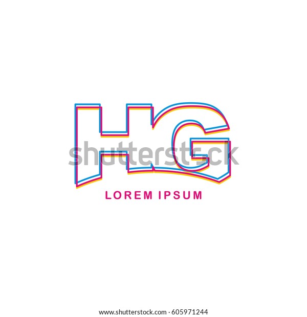 Hg Initial Neon Light Letter Brand Stock Vector (Royalty Free) 605971244