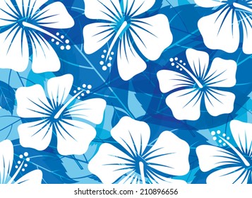 Hibiscus Blue Background Stock Vector (Royalty Free) 210896656