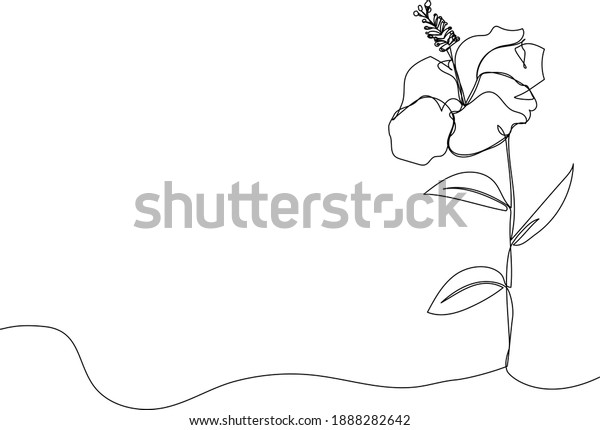 Hibiscus Flower Continuous Line Drawing Minimalism Stock Vector ...