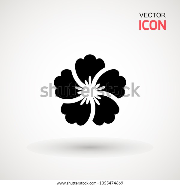 Hibiscus Flower Icon Hibiscus Icon Isolated Stock Vector (Royalty Free ...