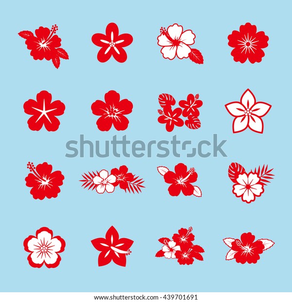 Hibiscus Flower Icon Set Stock Vector (Royalty Free) 439701691 ...