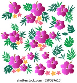 Tropical Caliber Flowers Leaves Stock Vector (Royalty Free) 1736429057 ...