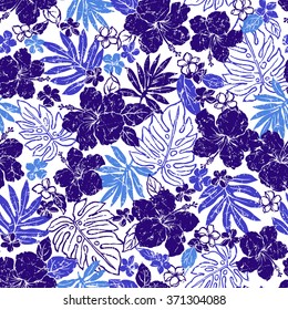 Hibiscus Flower Pattern Stock Vector (Royalty Free) 371304082