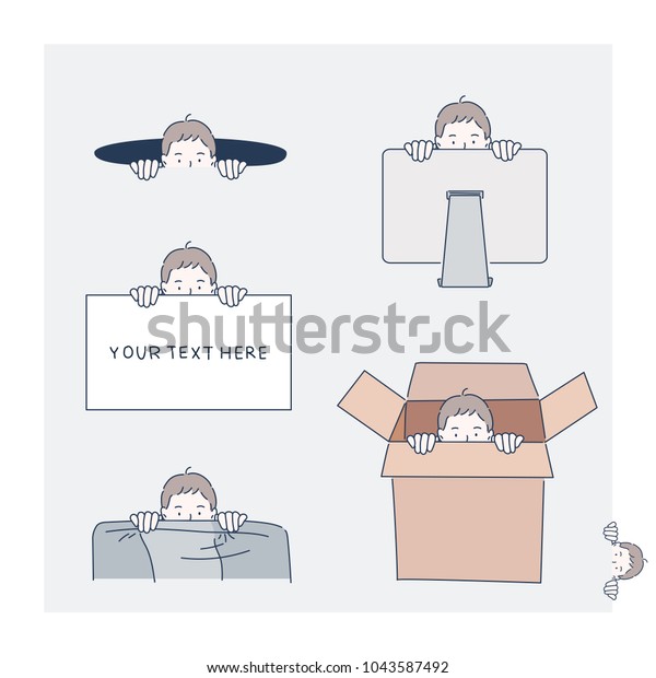 Hidden Boy Character Hand Drawn Style Stock Vector (Royalty Free ...