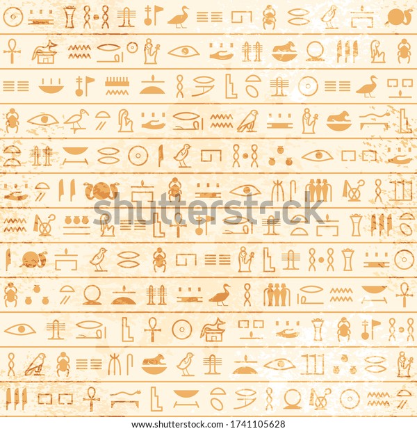 Hieroglyphs Pattern Ancient Egyptian Seamless Papyrus 库存矢量图（免版税 ...