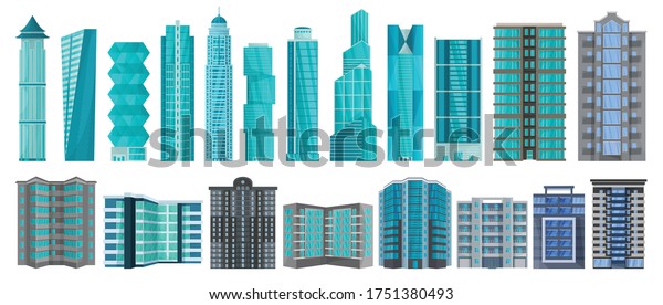 High Building Isolated Cartoon Set Iconvector Stock Vector (Royalty ...