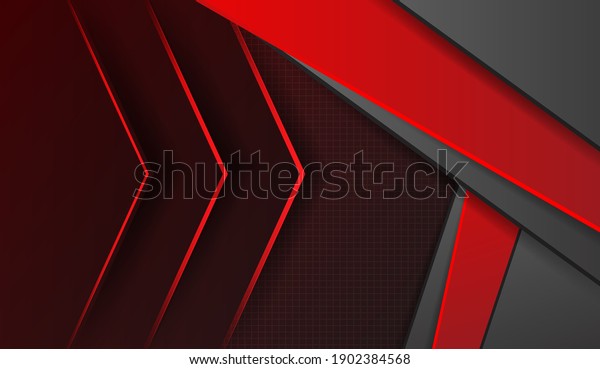High contrast red and black glossy stripes. Abstract tech graphic ...
