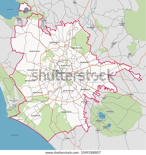 High Detail Rome Municipality Vector Map Stock Vector (Royalty Free ...