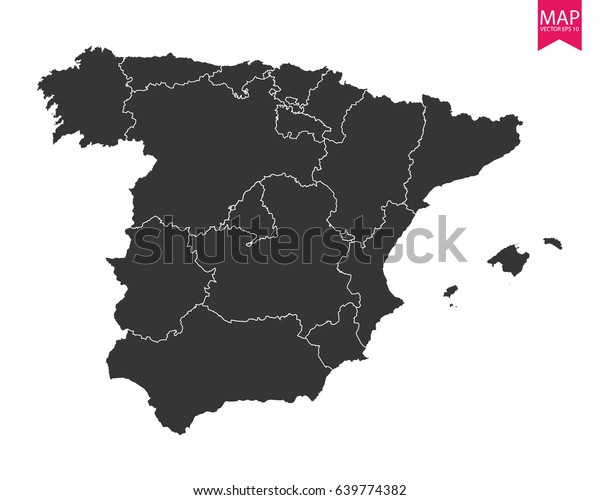 High detailed - black map of Spain on white background. Vector ...