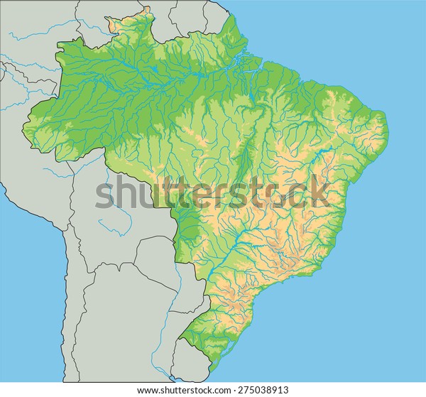 High Detailed Brazil Physical Map Stock Vector (Royalty Free) 275038913 ...