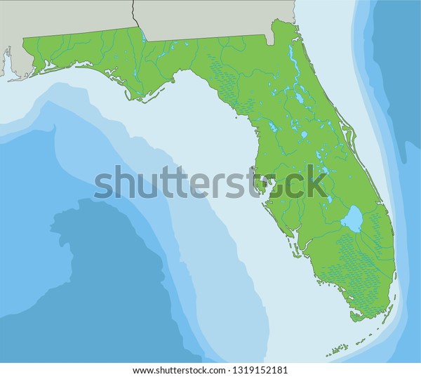 High Detailed Florida Physical Map 스톡 벡터(로열티 프리) 1319152181 | Shutterstock