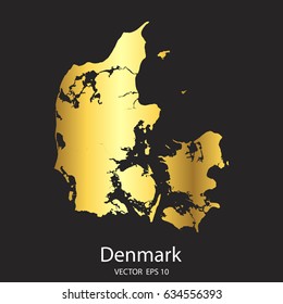High Detailed Gold Denmark Map Vector Stock Vector (Royalty Free) 634556393