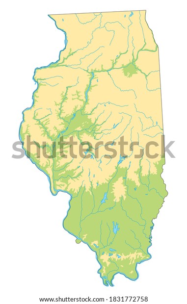 High Detailed Illinois Physical Map Stock Vector (Royalty Free ...