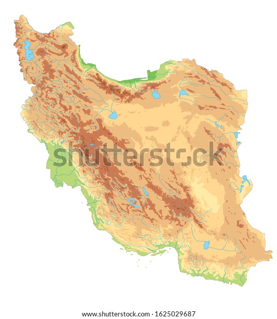 High Detailed Iran Physical Map: เวกเตอร์สต็อก (ปลอดค่าลิขสิทธิ์ ...