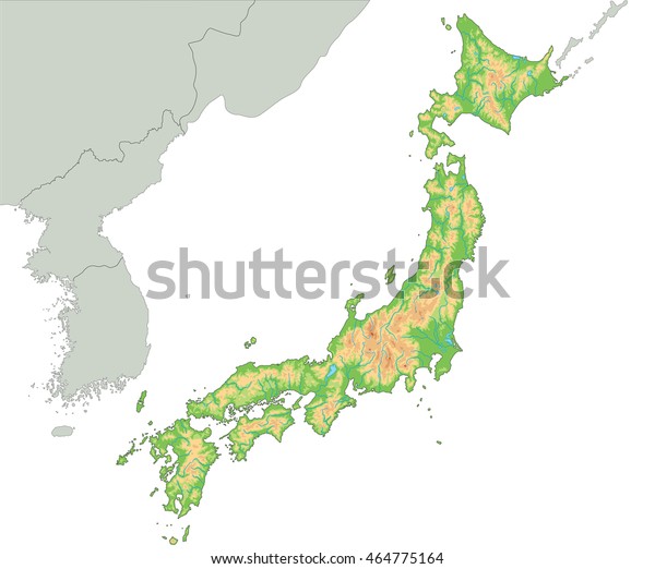 High Detailed Japan Physical Map 库存矢量图（免版税）464775164 | Shutterstock