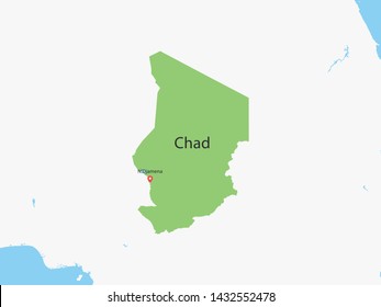 High Detailed Map Chad Capital Fully Stock Vector (Royalty Free ...