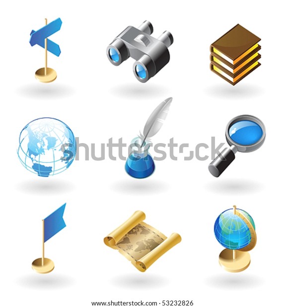High Detailed Realistic Vector Icons Geography Stock Vector (Royalty ...
