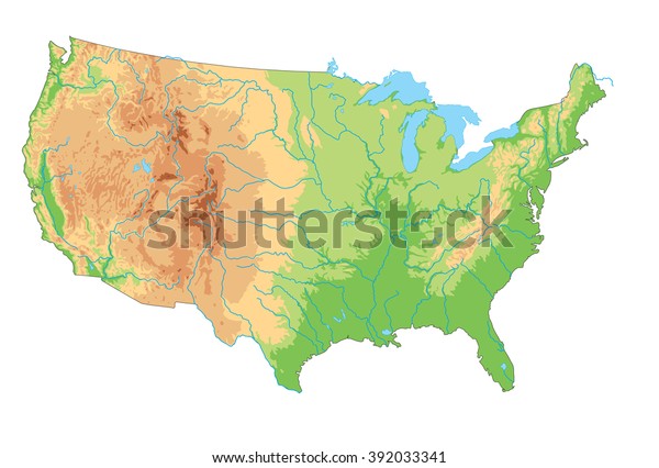 High Detailed United States America Physical Stock Vector (Royalty Free ... High Detailed United States America Physical Stock Vector (Royalty Free ...