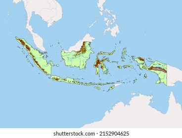 High Detailed Vector Indonesia Physical Map Stock Vector (Royalty Free ...