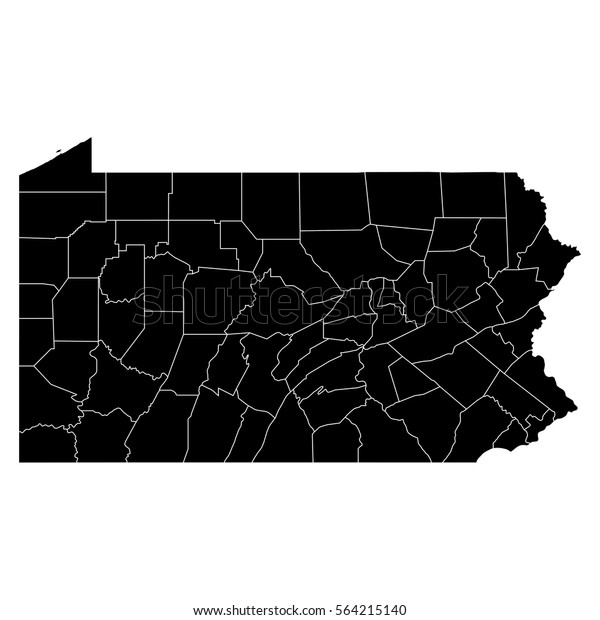 High Detailed Vector Map Counties Pennsylvania Stock Vector (Royalty ...